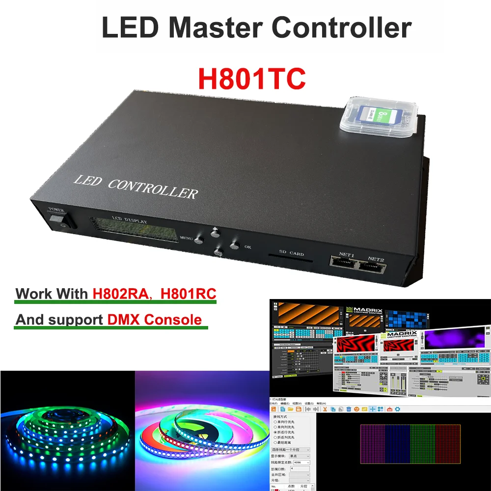 H801TC LED Master Controller Pixel LED Controller Drive 150000 Pixels ...