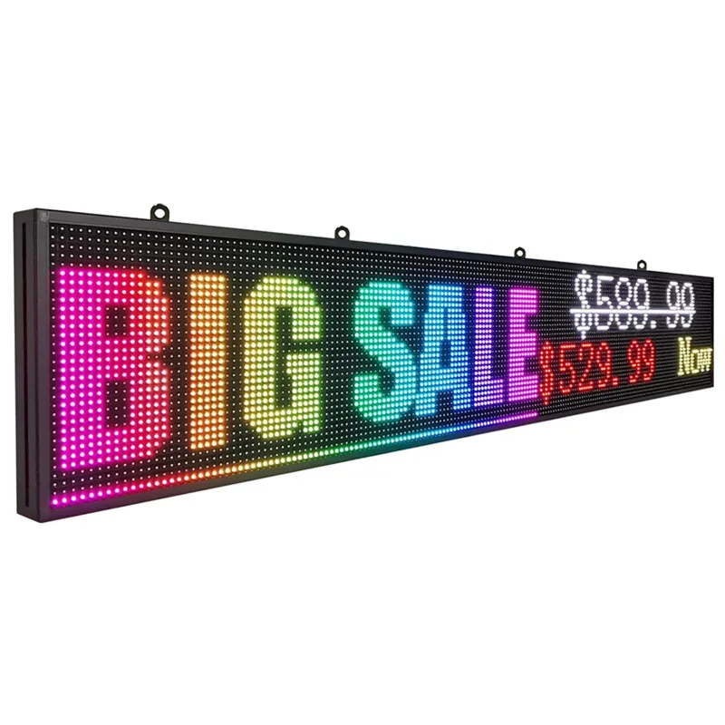 LED Scrolling Display Semi-Outdoor Full Color P10 77"x14" WIFI Control ...